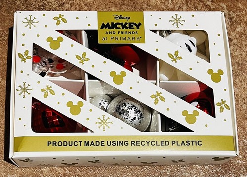 Disney Mickey & Minnie Baubles x6 Red Christmas Hanging Decoration New ...