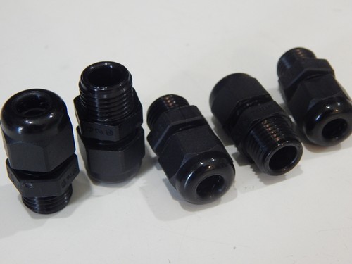 HEYCO HFC 1/4-PG-7 CONDUIT FITTING 1/4" BLACK WITH LIQUID TIGHT NUT ...