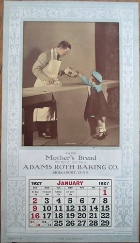 Bridgeport, CT 1927 Advertising Calendar/12x21 Poster: Baking/Bread ...