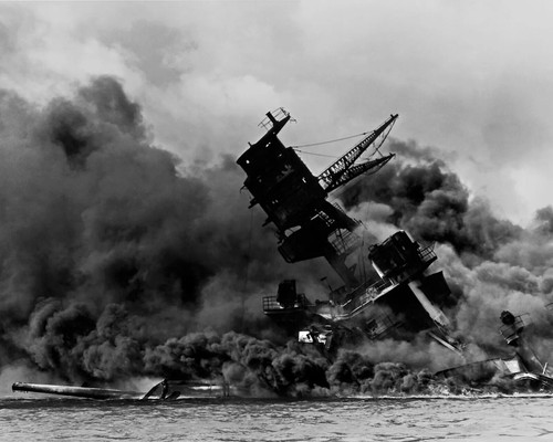 New Of Uss Arizona Burning In Pearl Harbor World War 2 December 7 1941 ...