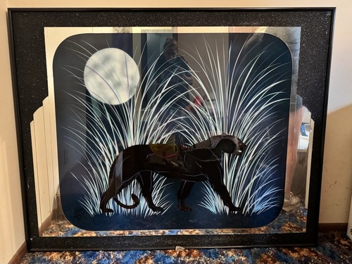Large 1980s Laurel Art, Large Panther Mirrored Wall Decor. | eBay
