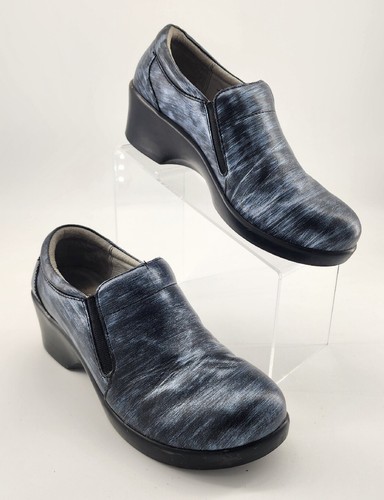 Alegria Eryn ERY 827 Leather Round Toe Clog Shoes Blue Metallic Size ...