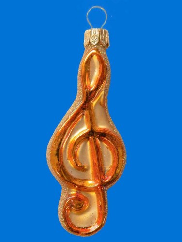 GOLD MUSICAL MUSIC BAND NOTE KEY EUROPEAN BLOWN GLASS CHRISTMAS TREE ...