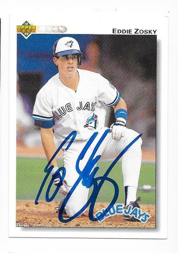 EDDIE ZOSKY 1992 UPPER DECK AUTOGRAPHED SIGNED # 544 TORONTO BLUE JAYS ...