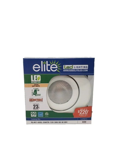 Elite RL461-650L-DIMTR-120-30K-90-SN-SN, 4" Round Adjustable LED ...
