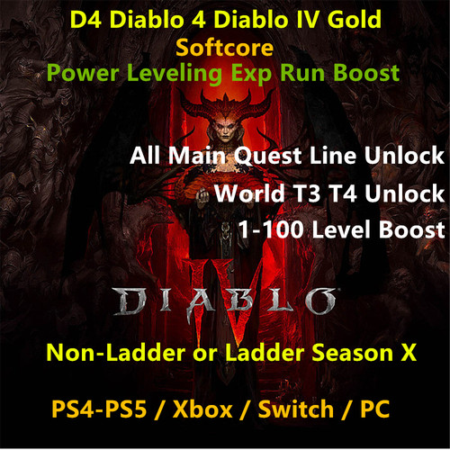 D4 Diablo IV 4 Dungeon Exp Run 1-100 Power Leveling Boost T3 T4 Altar ...