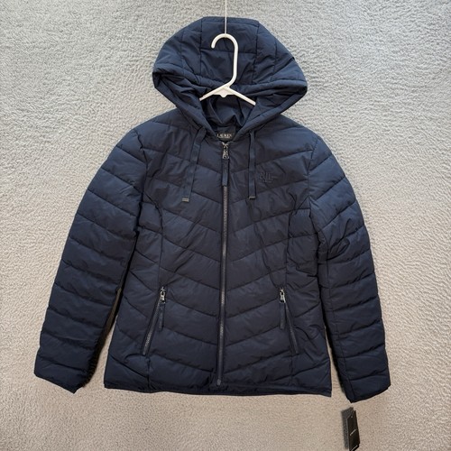 Lauren Ralph Lauren Jacket Womens Medium Blue Soft Puffer Coat Preppy ...