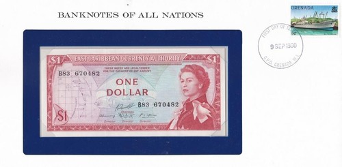Eastern Caribbean St / Grenada - 1 Dollar 1965 UNC Pick 13g Banknotes ...