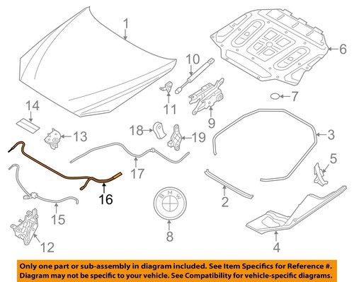 OEM 2011 BMW 528i Hood Release Cable #51237183773 for sale online | eBay