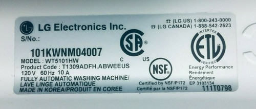 LG Washer Model WT5101HW out of stock not available anymore | eBay