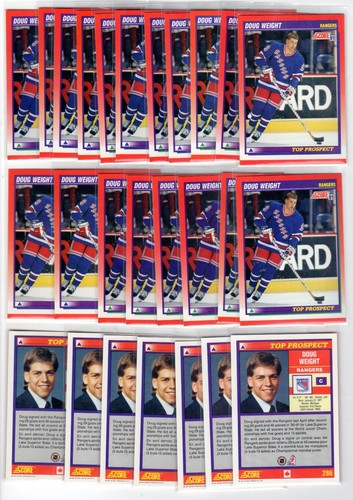2X DOUG WEIGHT 1991-92 Score #286 RC Rookie 2 for.99 Lot CANADIAN RED ...