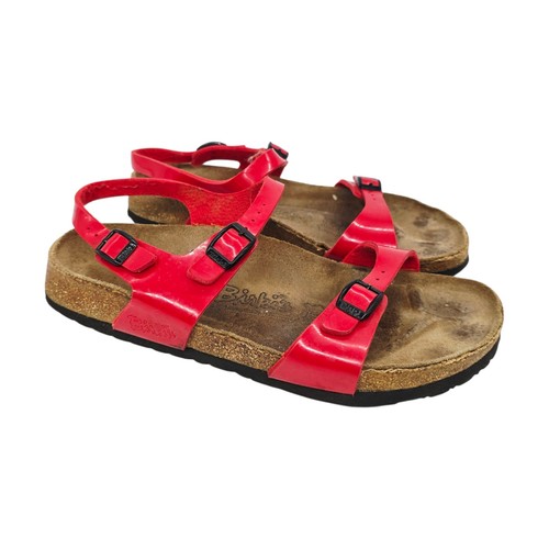 Birkenstock Birkis Rio Sandals Womens Size 9 Patent Leather Red Strap ...