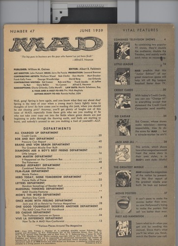 MAD Magazine #47 JUNE 1959 /missing cover /HILARIOUS!! /*RAREST* | eBay