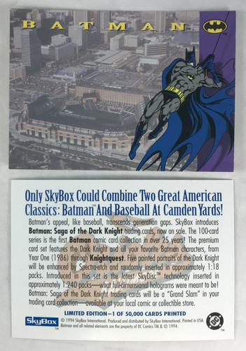 CHEAP PROMO CARD: BATMAN SAGA OF THE DARK KNIGHT Skybox 1994 CAMDEN ...