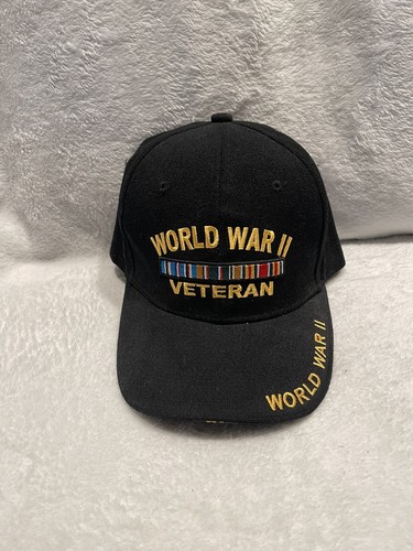 Black World War II WWII Veteran WW2 Military Vet Baseball Ball Cap Hat ...
