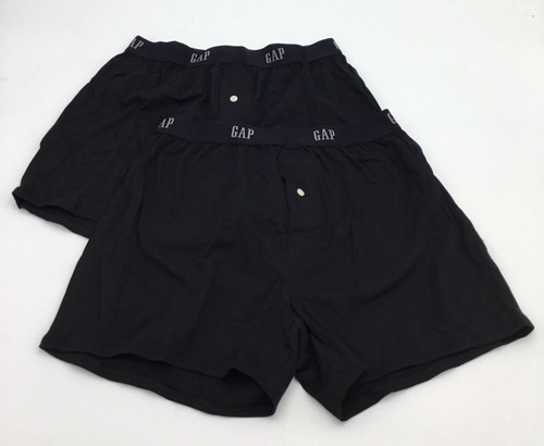 GAP Men's 2 Pack Organic Cotton Functional Fly Knit Boxers, Black ...