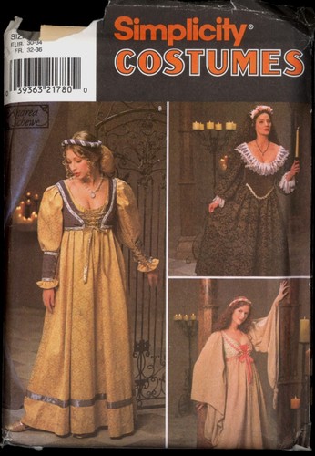 Uncut Size 4 6 8 Italian Renaissance Gown Dress Simplicity 8192 Pattern ...