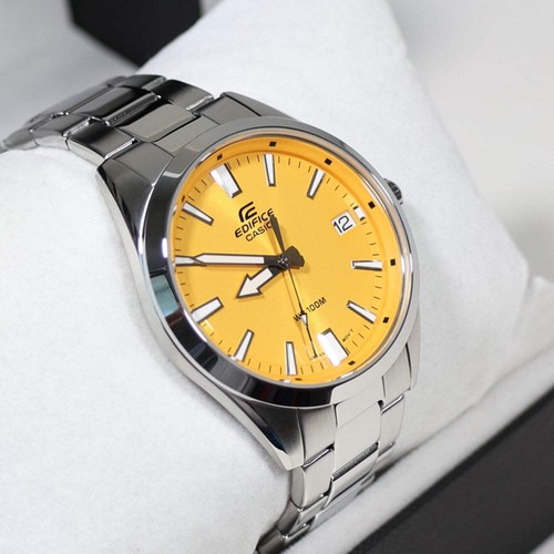 Casio Edifice Yellow Dial Men's Sports Stainless Steel Watch EFV-100D ...