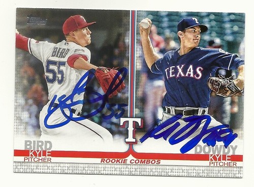 2019 TOPPS KYLE BIRD & KYLE DOWDY RANGERS AUTOGRAPHED SIGNED BASEBALL ...