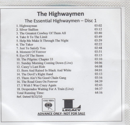 the highwaymen the essential highwaymen 2x cd promo johnny cash willie ...
