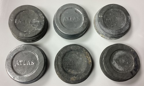 Vintage Atlas Zinc Canning Jar Lids Glass Lined Lot of 6 | eBay