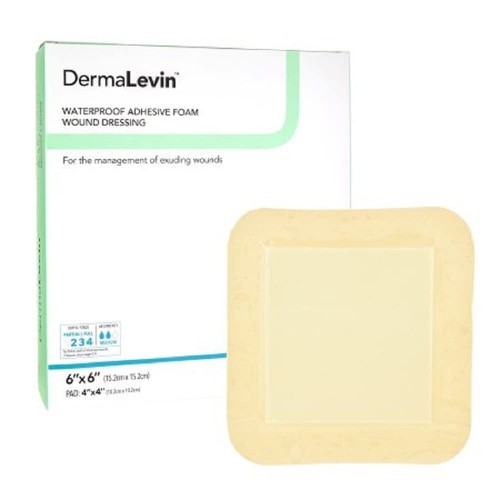 DermaLevin Foam Dressing 6 X Inch Square Adhesive with Border Sterile ...