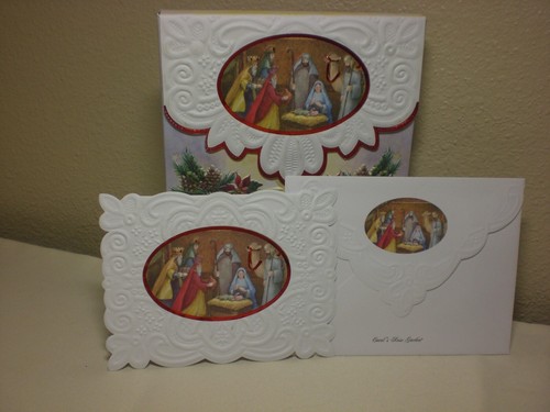 Carol Wilson Fine Arts Stationery 10 Blank Note Cards Christmas Manger ...