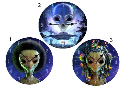 NEW ALIEN CLOCK AFRO DREADLOCKS SPACESHIP DAVID PENFOUND NOVELTY ...