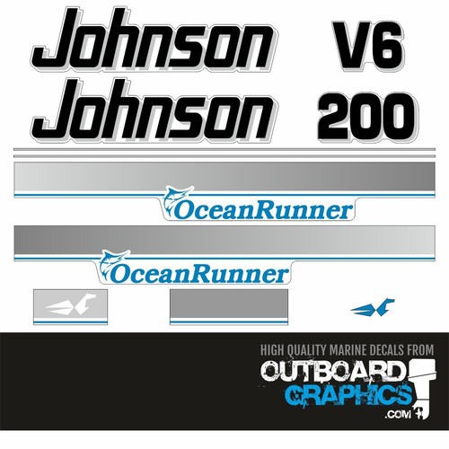 Johnson 200hp Oceanrunner outboard engine decals/sticker kit | eBay