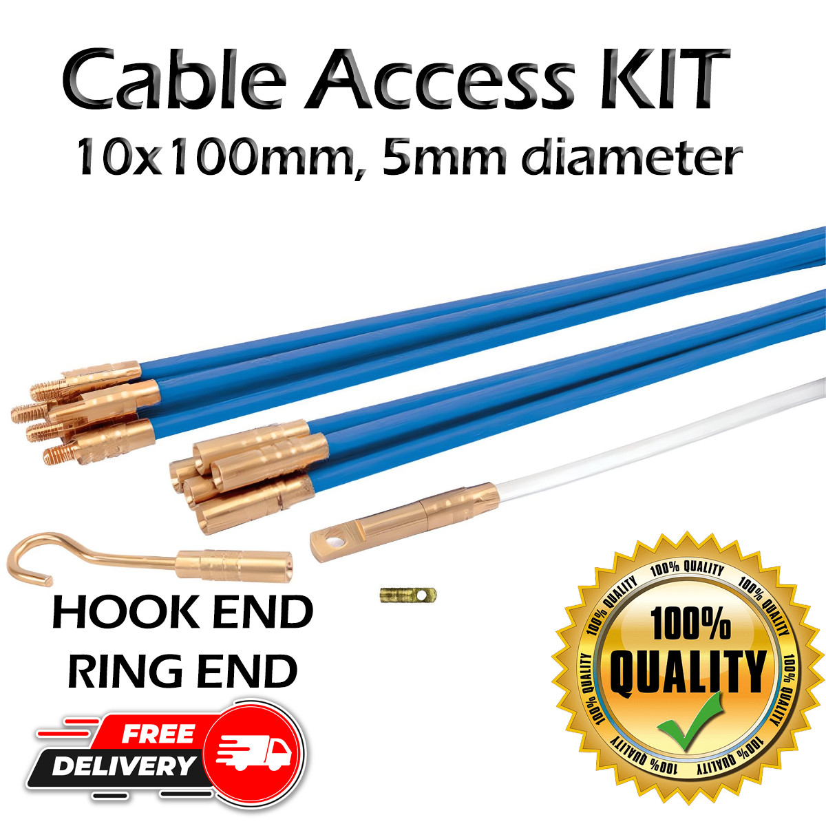 Cable Pulling Rods 10 X 1M Kit - Fiberglass Draw Rods For Electrical ...