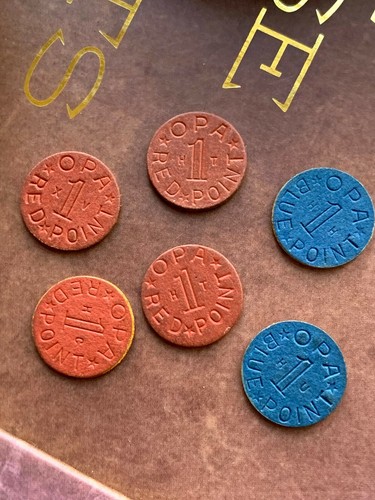 Vintage Lot of 6 World War II 1942-45 OPA Red and Blue One Point Ration ...