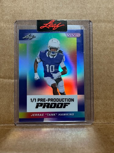 Jerrae Tank Hawkins 2024 Leaf Vivid Football 1/1 Pre Production Proof ...
