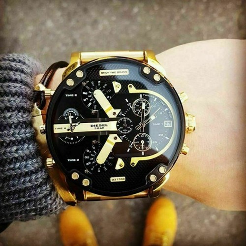 DIESEL Mr. Daddy 2.0 Gold Black Dial Original Chrono Quartz Men's Watch ...