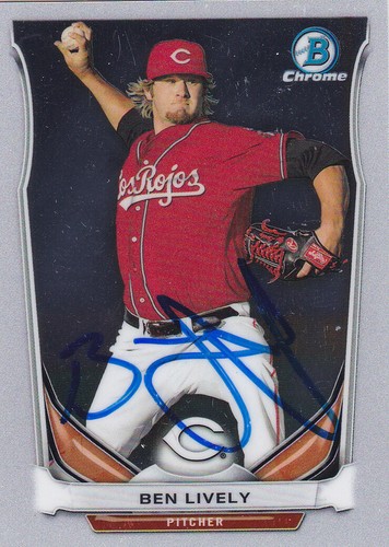BEN LIVELY CINCINNATI REDS SIGNED 2014 CARD CLEVELAND GUARDIANS ROYALS ...