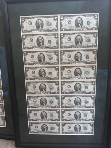 1976 Uncut Uncirculated Sheet of 16 STAR $2 Two Dollar Bills USA ...