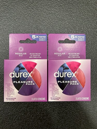 Durex Pleasure Pack Condoms Regular. 3 Per Box Sold In Lot Of 2! Exp 11 ...