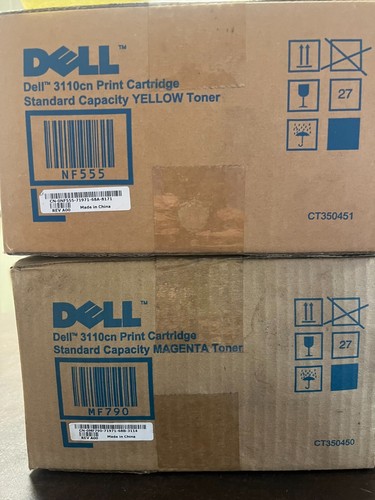 Lot of 2 - Dell 3110CN 3115CN - Magenta (MF790) Yellow (NF555) sealed ...