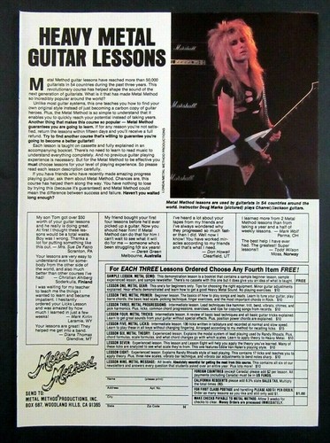 1985 METAL METHOD PRODUCTIONS Magazine Ad -Heavy Metal Guitar Lessons ...