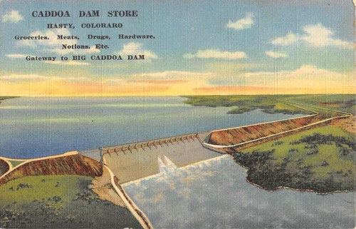 Hasty Colorado Caddoa Dam Store Birdseye View Antique Postcard K76974 ...