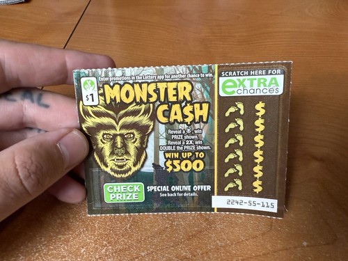 NEW Universal Monsters Cash One Dollar Virginia VA Lottery Ticket Wolf ...