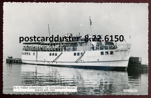 NORTH BAY Ontario 1950s DS CHIEF COMMANDA Boat Wharf. Real Photo ...