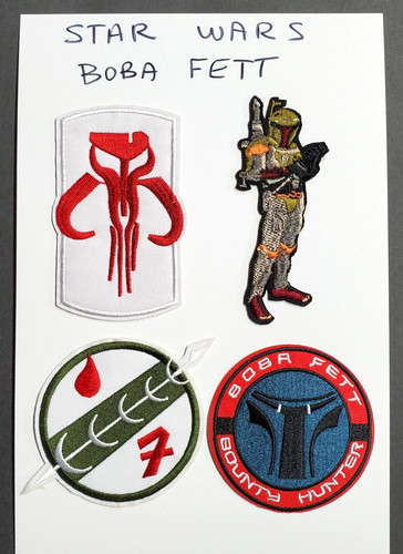 Star Wars BOBA FETT 3"-5" Large Patch Set of 4 Embroidered Patches-USA ...