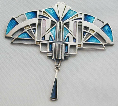 Designer Pat Cheney 925 Guilloche Enamel Art Deco Blues Purple Lavalier ...