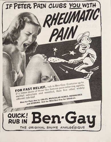1951 Print Ad Ben-Gay for Theumatic Pain Peter Pain Character Lady in ...