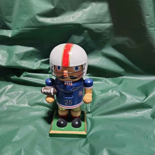 Wooden Football Player Nutcracker 10" Blue Helmet | eBay