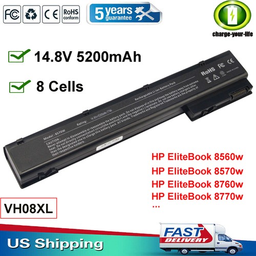 Battery VH08XL For HP Elitebook 8560W 8570W 8760W 8770W HSTNN-IB2P ...