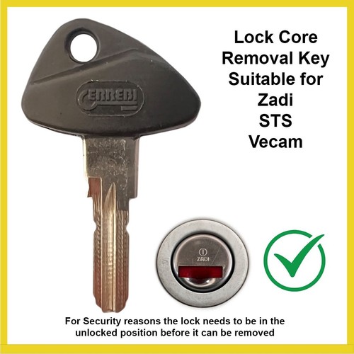 Zadi Vecam STS Caravan Motorhome Door Lock Barrel Removal Key Thetford ...