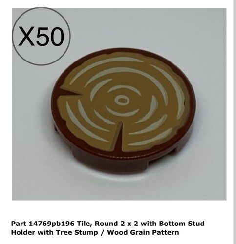 Lego 50 Pieces Bulk Reddish Brown Round Tile 2x2 w/ Tree Trunk Stump ...