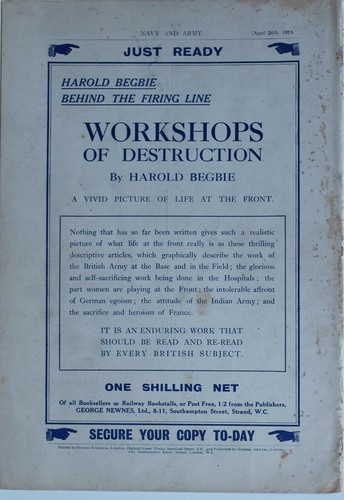 1915 WW1 PRINT ADVERT ADVERTISEMENT HAROLD BEGBIE WORKSHOPS DESTRUCTION ...