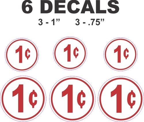 6 Vending Gumball Machine 1 One Cent Vinyl Decals | eBay